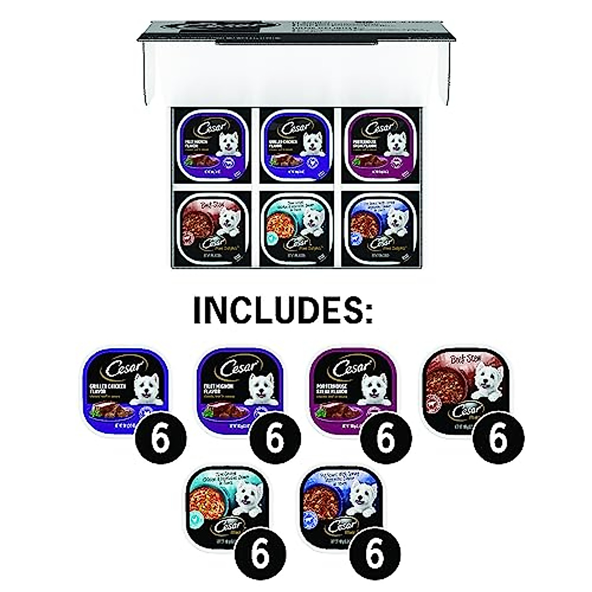 CESAR Wet Dog Food HOME DELIGHTS & Classic Loaf in Sauce Variety Pack, (36) 3.5 oz. Easy Peel Trays