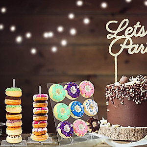 Frienda 1 Pack Acrylic Donut Display Wall Stand, Holds up to 18 Donuts and 2 Pieces Acrylic Donut Stands Clear Bagels Holder Square Stand Holder for Dessert Table Wedding Birthday Party