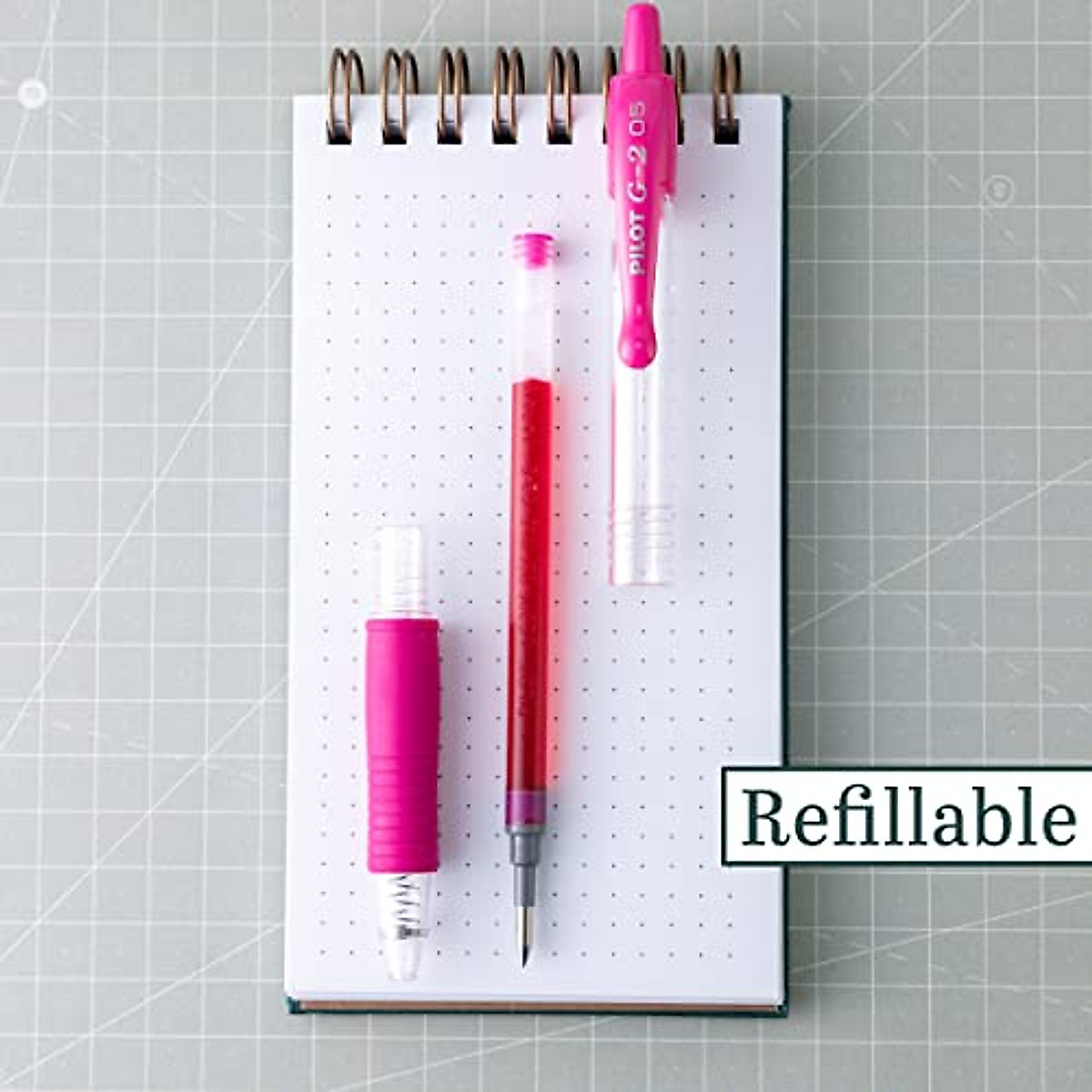 PILOT G2 Premium Refillable & Retractable Rolling Ball Gel Pens, 0.5mm Fine Point, Pink Ink, 6-Pack