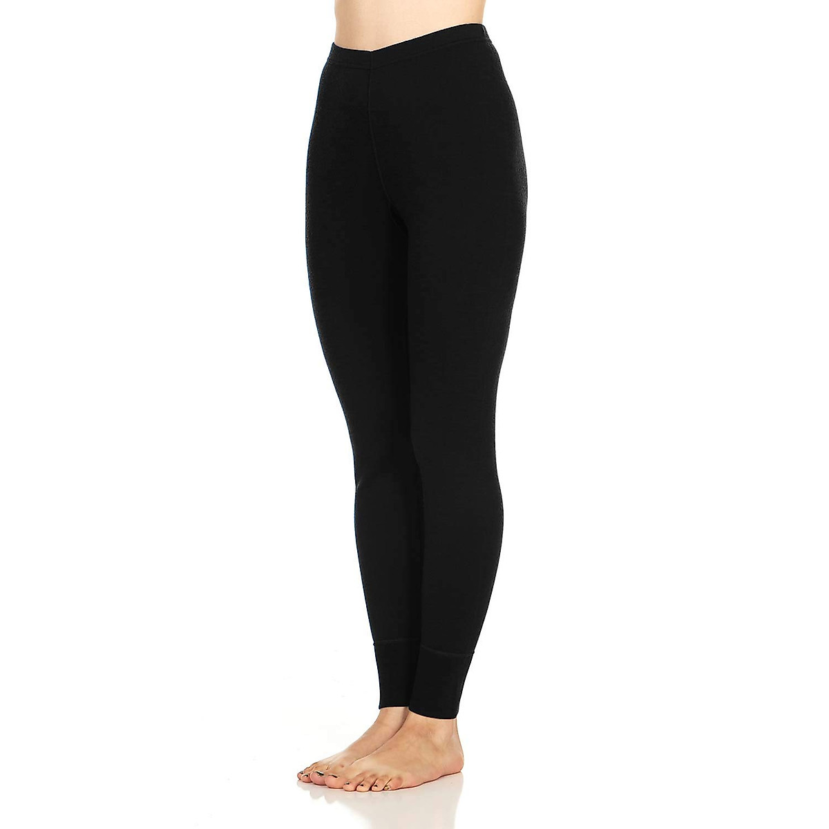 100% Merino Wool Women's Midweight Base Layer Bottoms - Thermal Underwear - No Itch Renewable Fabric - Black - Small Long/Tall