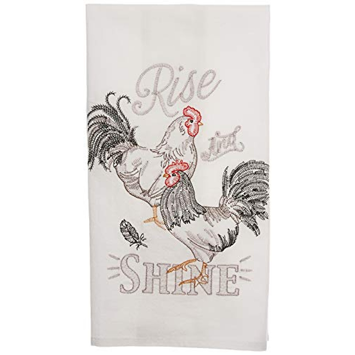 Kay Dee Designs Farmer's Market Rooster Embroidered Flour Sack Kitchen Towel, 17.5" x 28", Various