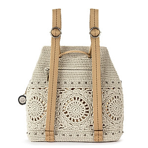 The Sak Sayulita Backpack in Leather, Adjustable, Removable Straps, Natural Medallion