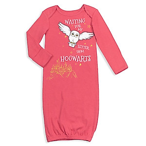 Harry Potter Hedwig Owl Newborn Baby Girls 3 Pack Sleeper Gown Red/Pink/Heather Grey 0-6 Months