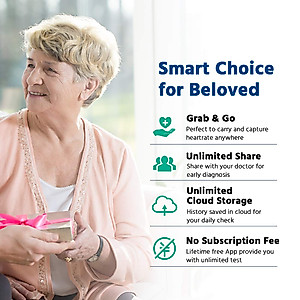 IFOAIR sec Portable Heart Rate Monitor - Heart Rhythm Tracker with Smartphone App, Wireless Home Use Heart Monitoring Devices Compatible with iPhone/Android Tablets