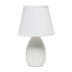 Simple Designs LT2009-OFF Mini Egg Oval Ceramic Table Desk Lamp, Off White , 5.51 x 5.51 x 9.45