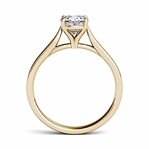 14K Yellow Gold Moissanite by Charles & Colvard 6mm Cushion Engagement Ring-size 7 1.10ct DEW
