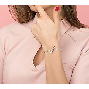 Savlano 14K Gold Plated Double Teardrop Open Cuff Bangle -7-8” Inch Flexible Bangle Bracelet Comes With Gift Box for Women (W)