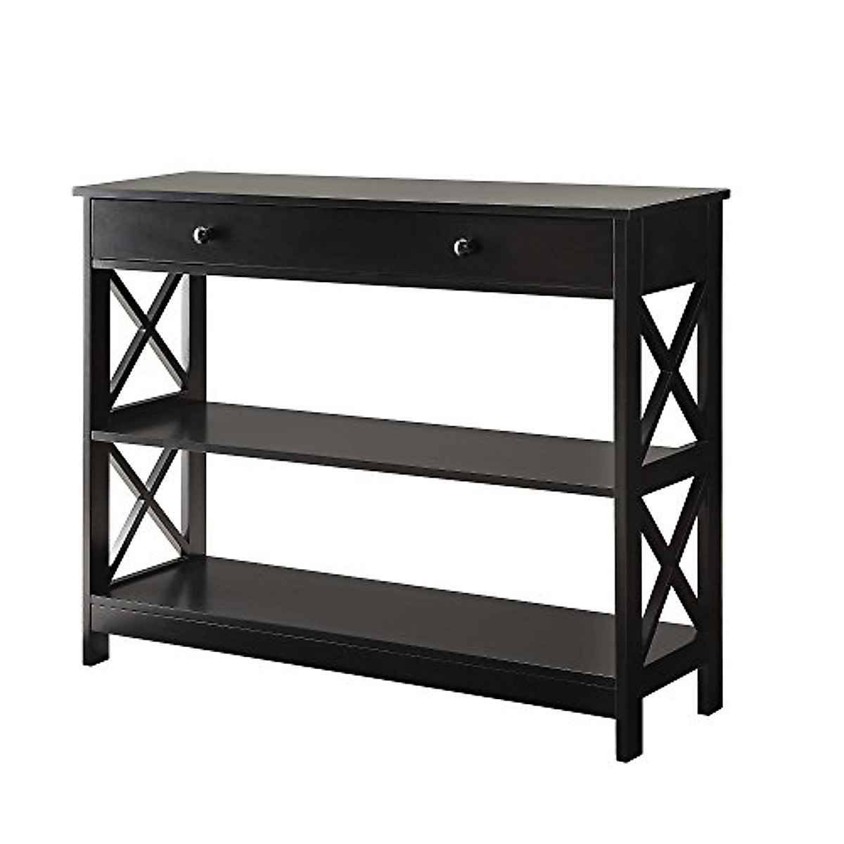Convenience Concepts Oxford 1 Drawer Console Table with Shelves, Black