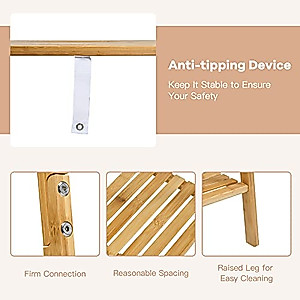 Giantex 2-Tier Bamboo Clothing Rack, 5.3Ft Freestanding Clothes Organizer Rack with Anti-tipping Devices, Cloth Hanger Standing Rack with Bottom Storage Shelves, Garment Racks for Hanging Clothes