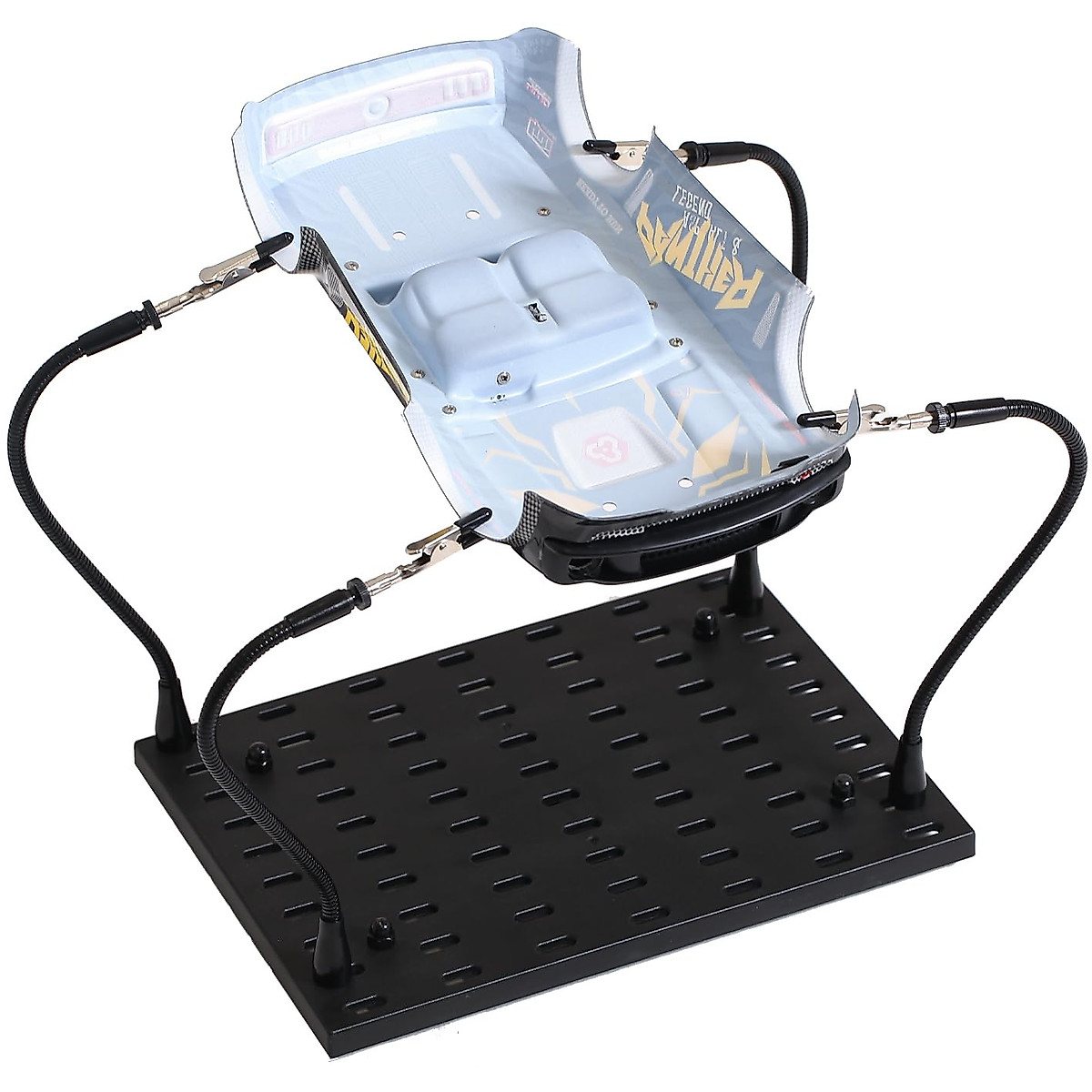 4PCS Heavy Duty Bendable Alligator Clip Sticks with Large Model Painting Stand Base, Model Car Paint Stand Holder,Hobby Model Kit Tools Makes Airbrushing and Spray Painting Easy