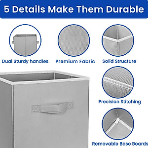 Criusia Storage Cubes, 11 Inch Cube Storage Bins for Shelves (10 Pack), Fabric Collapsible Storage Bins with Dual Handles, Foldable Cube Baskets for Clothes, Closet Organizers and Storage Box (Grey)