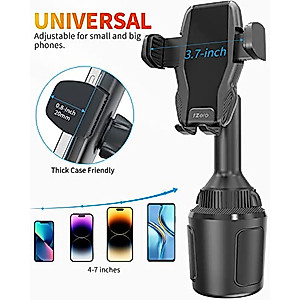 1Zero Rock Solid Cup Holder Phone Mount for Car Low Profile No Shaking Long Arm 2in1 Air Vent Car Phone Mount Compatible with All iPhone Samsung Cell Phones for Truck SUV Tesla Golf Cart Boat