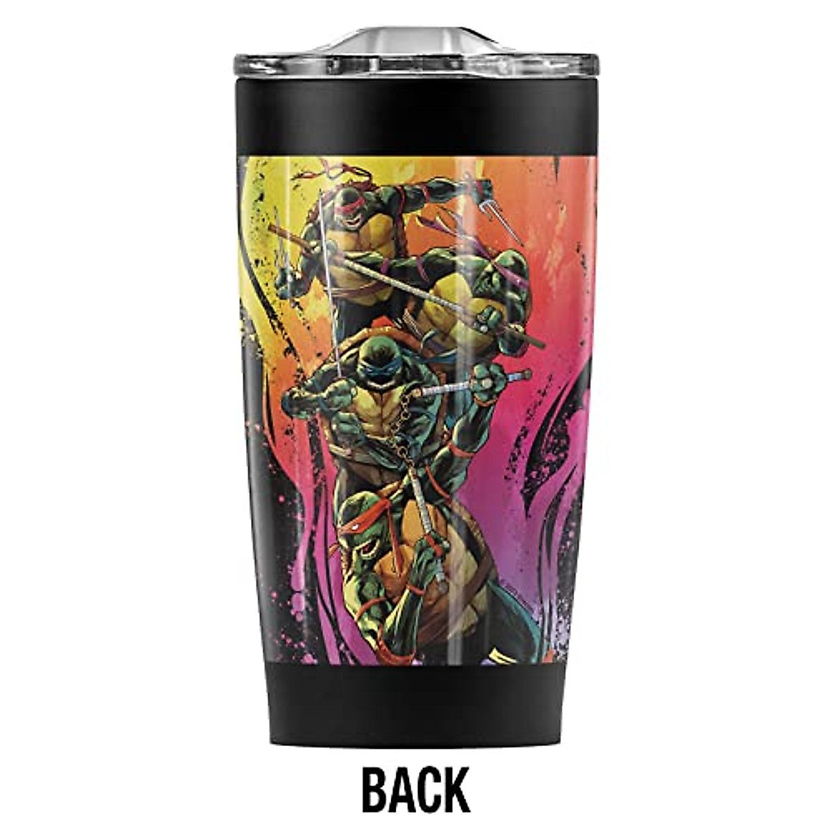 Logovision Teenage Mutant Ninja Turtles TMNT Gradient Group Splash Stainless Steel 20 oz Travel Tumbler, Vacuum Insulated & Double Wall with Leakproof Sliding Lid