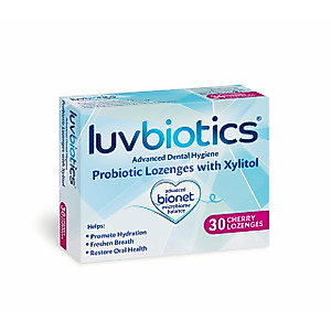Luv Biotics Cherry Lozenges with Oral Probiotics, Xylitol & Aloe Vera - Pack of 30 lozenges