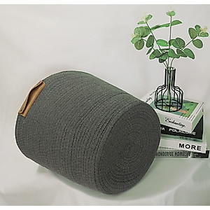 KUNRO Cotton Rope Baskets Woven Storage Organizer Round Open Dish for Jewelry Keys Toys Nursery Candy Gift Kids Room(Grey)