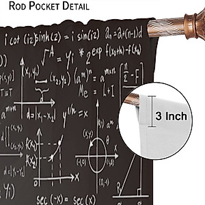 Mathematics Room Curtains, Dark Blackboard Backdrop with Math Equations Geometry Axis Art Blackout Rod Pocket Curtains for Classroom Study Bedroom Living Room Window Drapes 42x63in