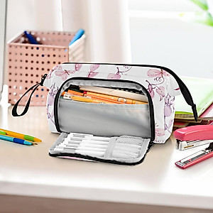 Fisyme Mushrooms Fairy Forest Pencil Case Large Capacity Pencil Pouch Pen Bags Box Big Makeup Pencil Case Organizer