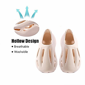 Kids Clogs Foam Runner Shoes Boys Girls 400 Hollow Cloud Slides Slippers Outdoor Walking Sneakers Soft Non-Slip Water Platform Trainers Children Breathable Beach Sandals(Beige,34/35)