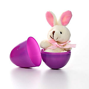 PREXTEX Plush Bunny Rabbit Stuffed Animal Filled 3'' Colorful Easter Eggs - 12 Soft Baby Stuffed Animals Plush Toys | Easter Basket Surprise Bunny Toys