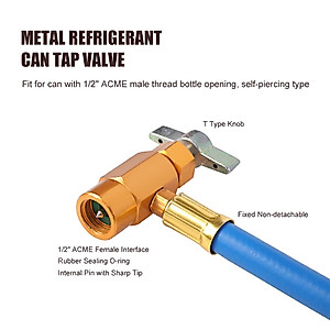 JIFETOR AC Charge Hose with Gauge, Car R134A Refrigerant Recharge Kit, Auto Air Conditioning U Charging Hose Low Pressure Measuring Meter with 1/2 inch Can Tap and R134A Quick Coupler, 100PSI