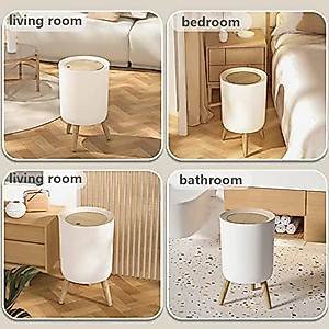 Doyingus Round Trash Can with Lid, 1.8 Gallon Plastic Garbage Can with Legs, Garbage Bin with Push Button, Modern Waste Basket for Bedroom Bathroom Living Room Office