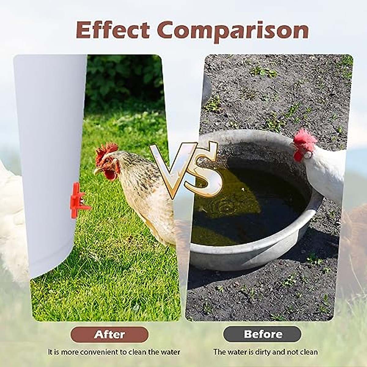 Chicken Water Nipples, 15 Pcs Horizontal Poultry Automatic Waterer Nipples for Bucket with 15 Pcs Ring Gaskets, 15 Pcs Wing Nuts, 9mm Drill Bit and an Installation Tool Ullnosoo