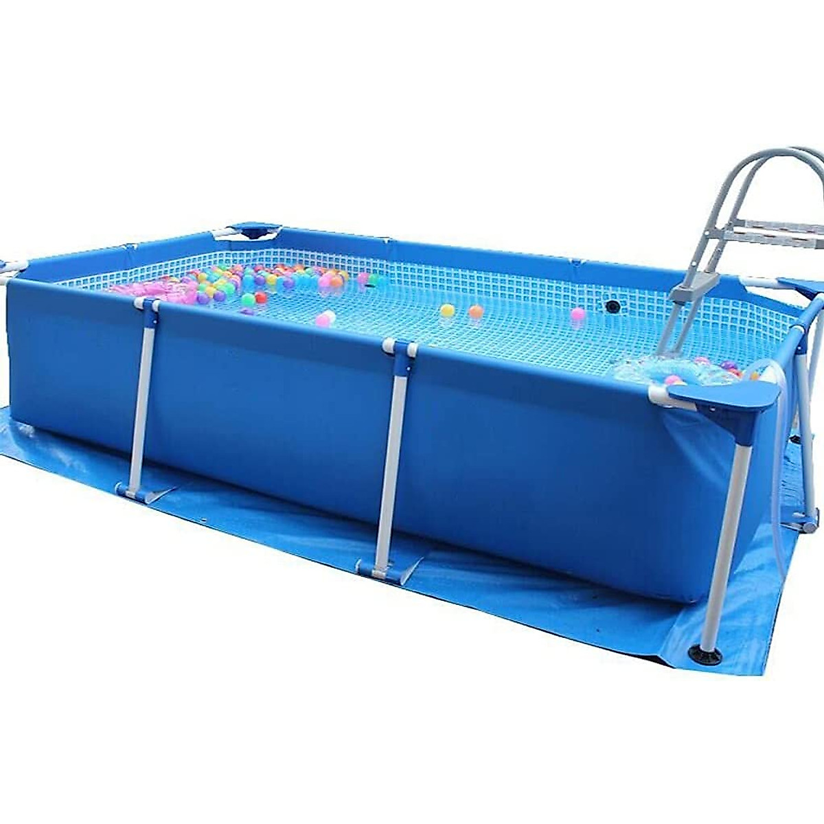 Above Ground Swimming Pools For Kids Adults - With Bracket With Steps - Family Pool Above Ground For Gardens Outdoor - Foldable Thickened Pool - Gift Swimming Pool Accessories Dust Cover & Ground Pads