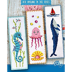 Dolphin Counted Cross Stitch Bookmark Kit for Adults - DIY Embroidery Book Marker Set with Paper Pattern, 16 Count Aida Canvas and Pre-Sorted Floss