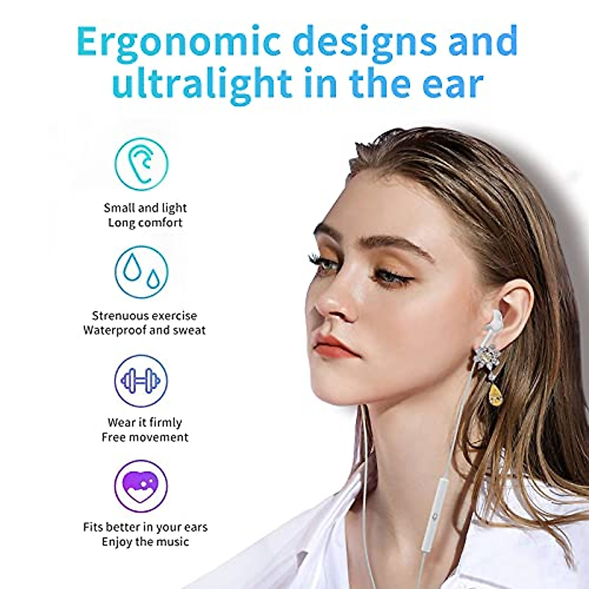 SHDKJXH 4 Pack of 3.5mm Jack Wired Earbuds for Computer、Laptop、iPhone、iPad and Android Phones wtih Microphone and Cord in School 、 Office and Home