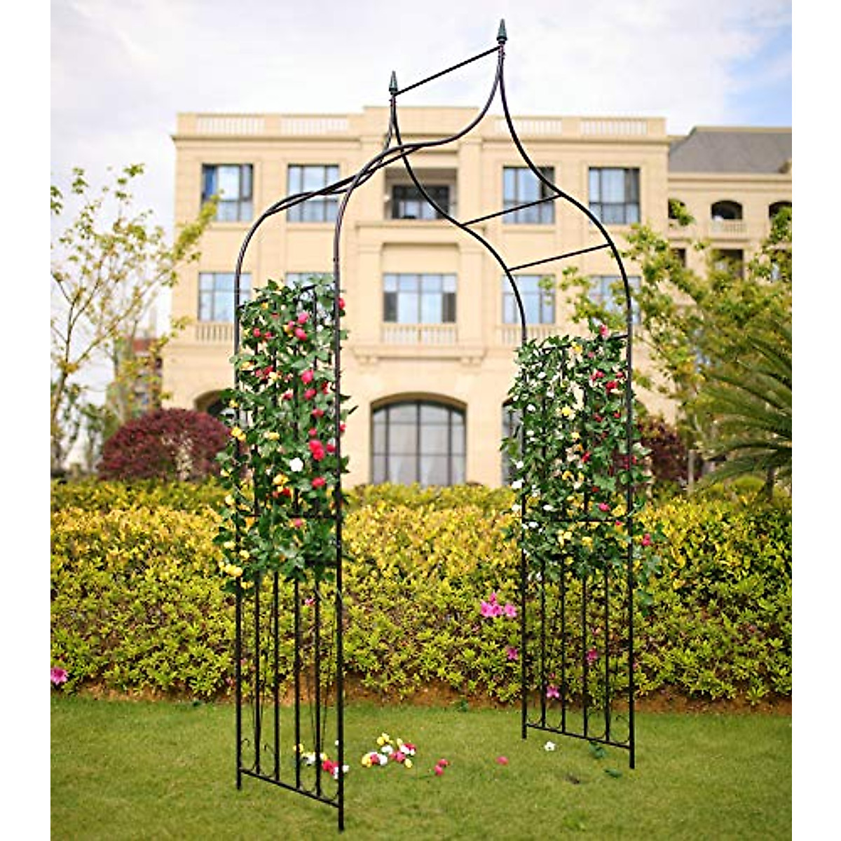 1. GO Gothic Steel Garden Arch, 8'8" High x 4'5" Wide, Garden Arbor for Various Climbing Plant, Outdoor Garden Lawn Backyard