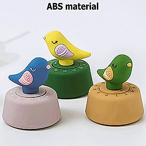 NUOSWEK Cute Bird Timer for Kids, Mechanical Kitchen Timer, Wind Up 60 Minutes Manual Countdown Timer for Classroom, Home, Study and Cooking (Yellow Bird)