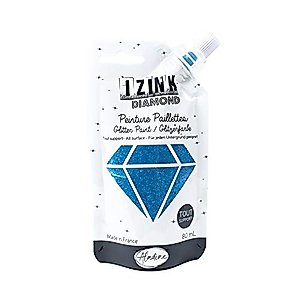 Aladine - Izink Diamond - Glitter Painting - Ultra Glitter Concentrate - Decoration Any Support - DIY and Creative Leisure - Made in France - Soft Bottle 80 ml - Caribbean Blue