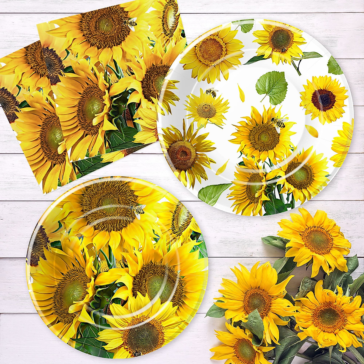 APOWBLS Sunflower Plates And Napkins Party Decorations Tableware, Sunflower Party Supplies For Birthday, Baby Shower, Bridal Shower, Plate, Napkin, Tablecloth, Sunflower Table Decorations | Serve 24
