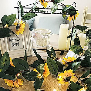 BeautyOL 30LED Green Leaf Sunflower Lights,Flower String Lights for Home Garden Decor