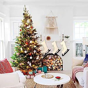 JERZO Macrame Hanging Wall Shelves, Boho Decor, Swing Rope Floating Shelf, Rustic Wood Storage Shelf for Bedroom Bathroom Living Room Nursery Dorm Room, Décor Plant Display