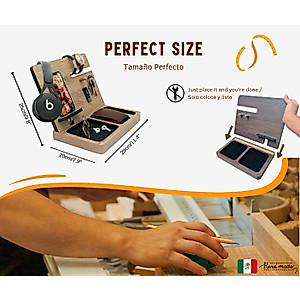 Namore | Gift for Men Husband, Anniversary, Birthday | Wood Phone Docking Station | Ideal as Office and Nightstand Organizer | Organize your Watch, Wallet, Cellphone, Keys, Airpods