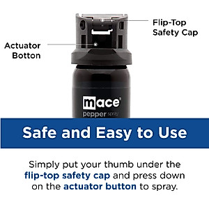 Mace Brand Magnum 4 Pepper Gel, 2.79 oz, 20 Feet Range, No Wind Blowback, Max Strength 10% OC Formula, Long Lasting UV Dye, Flip Top Safety Cap, Self Defense Pepper Spray Gel for Women & Men - Black