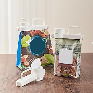 Kerrtoa Food Bag Sealing Clip with Pour Spout, Bag Clips for Food, Seal and Pour Bag Clip,Snack Clips That Pour, Suitable for Small Particle Food, Liquid, Flour and Baby Food Storage Organizer (3)