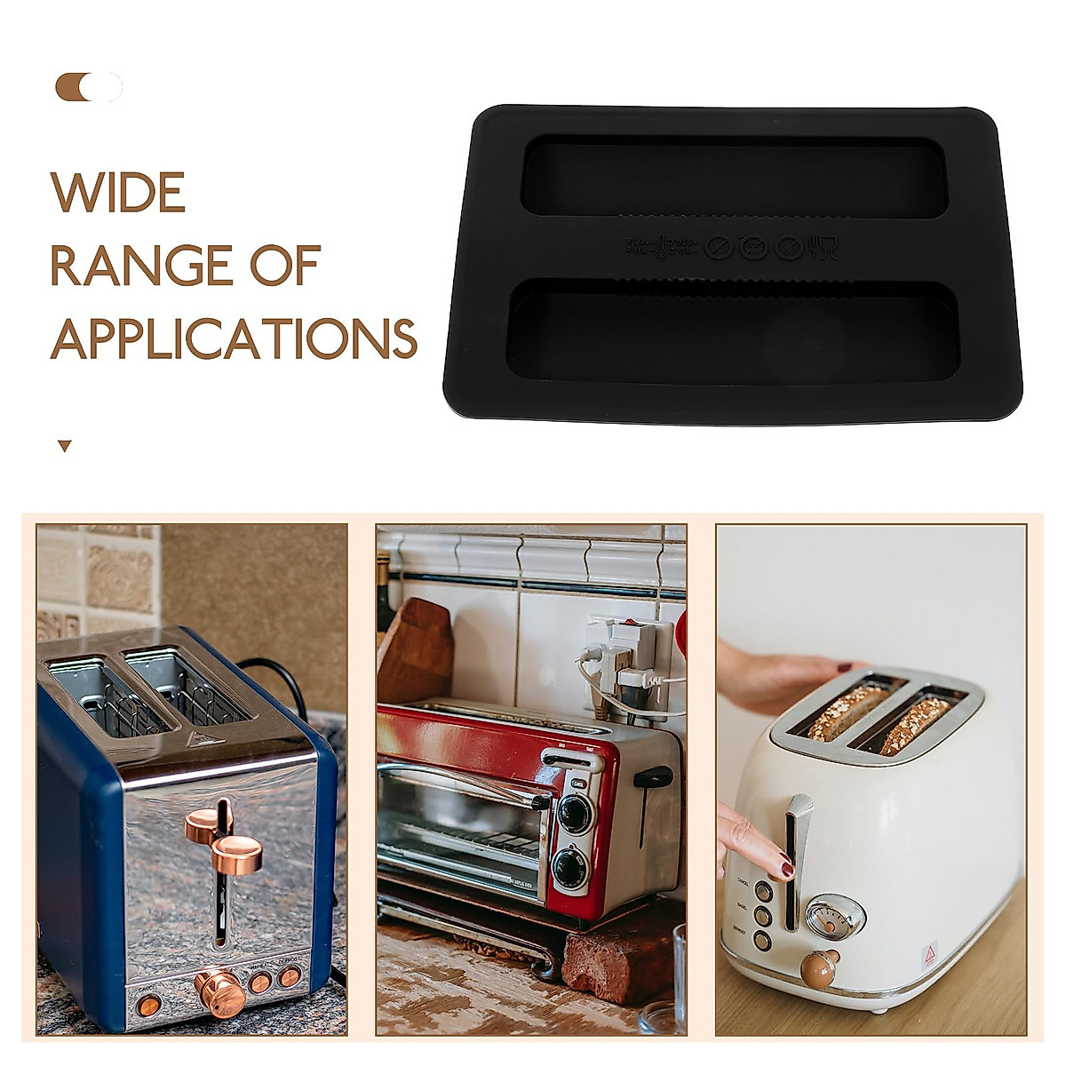 Silicone Toaster Dust Cover 2 Slice Toaster Lid Electric Bread Maker Upper Cover Toaster Machine Top Cover for Bread Machine Part Accessories （Black）