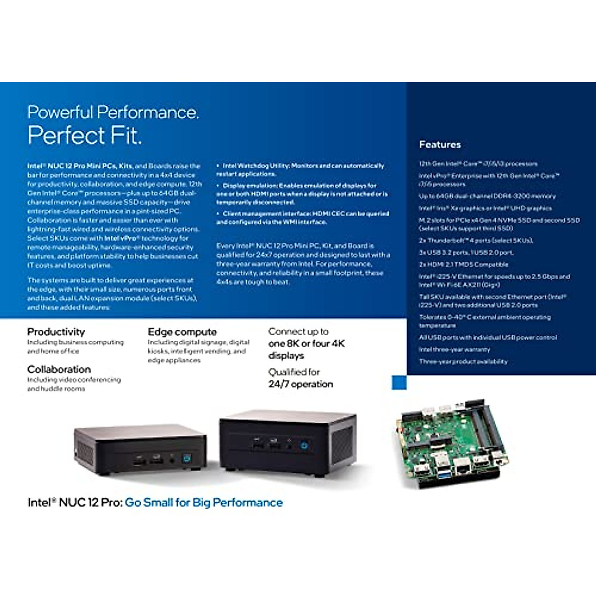 Intel NUC 12 Pro NUC12WSHi7 Mini PC 12th Gen Intel Core i7-1260P, 12 Cores(4P+8E), 16 Threads, 18MB Intel Smart Cache, Intel Iris Xe Graphics,Barebone No RAM, No SSD, No OS