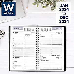 AT-A-GLANCE 2024 Weekly Appointment Book & Planner, DayMinder, 5" x 8", Small, Spiral Bound, Black (G2000024)