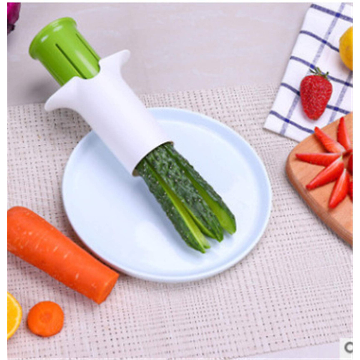 YOVQNMX Cucumber Slicer, Strawberry Slicer, Grape Slicer, Carrot Cutter, Potato Cutter, Creative Kitchen Tools, Multi-Function Fruit And Vegetable Slicer, Fruit Salad Making Pizza Fruit Dispenser