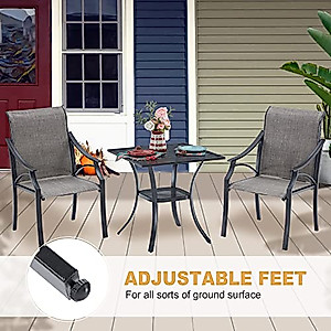 VICLLAX Patio Dining Table Outdoor Metal Square Table with Storage Shelf