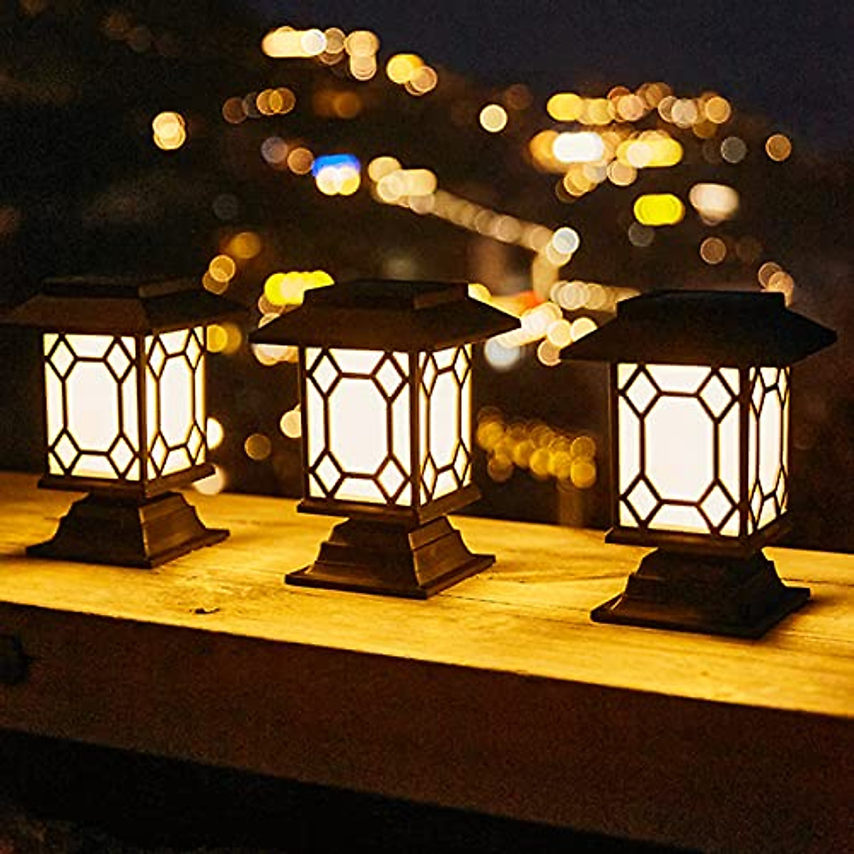 JSBDPHW Solar Villa Pillar Lamp Outdoor Waterproof Post Light Patio Garden Decoration Column Light Lawn Light Base Landscape Light Deck Light