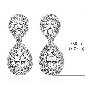 A+O Clip on Earrings - Teardrop Drop Dangle Earrings in Silver