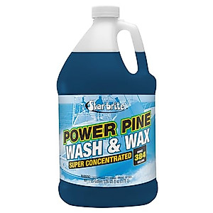 STAR BRITE Power Pine Wash & Wax - Concentrated Marine Grade Formula for Boats, Cars & More - Clean, Shine, UV Protect & Shed Stains in One Step - 128 OZ Gallon (094700)