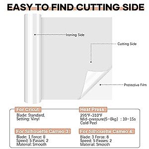 HTVRONT White HTV Heat Transfer Vinyl Roll - 12" x 40ft White Iron on Vinyl for Shirts - Easy to Cut & Weed HTV Vinyl for Clothes