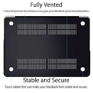 UESWILL Matte Hard Shell Case Cover Compatible with MacBook Pro (Retina, 13 inch, Early 2015/2014/2013/Late 2012), Model A1502/A1425, No CD-ROM, No USB-C, Black