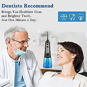 Water Flosser Cordless Teeth Cleaner, Dental Oral Irrigator with DIY Mode, Rechargeable Water Flosser for Braces, Bridges, Implants Care, IPX7 Waterproof with 4 Interchangeable Jet Tips