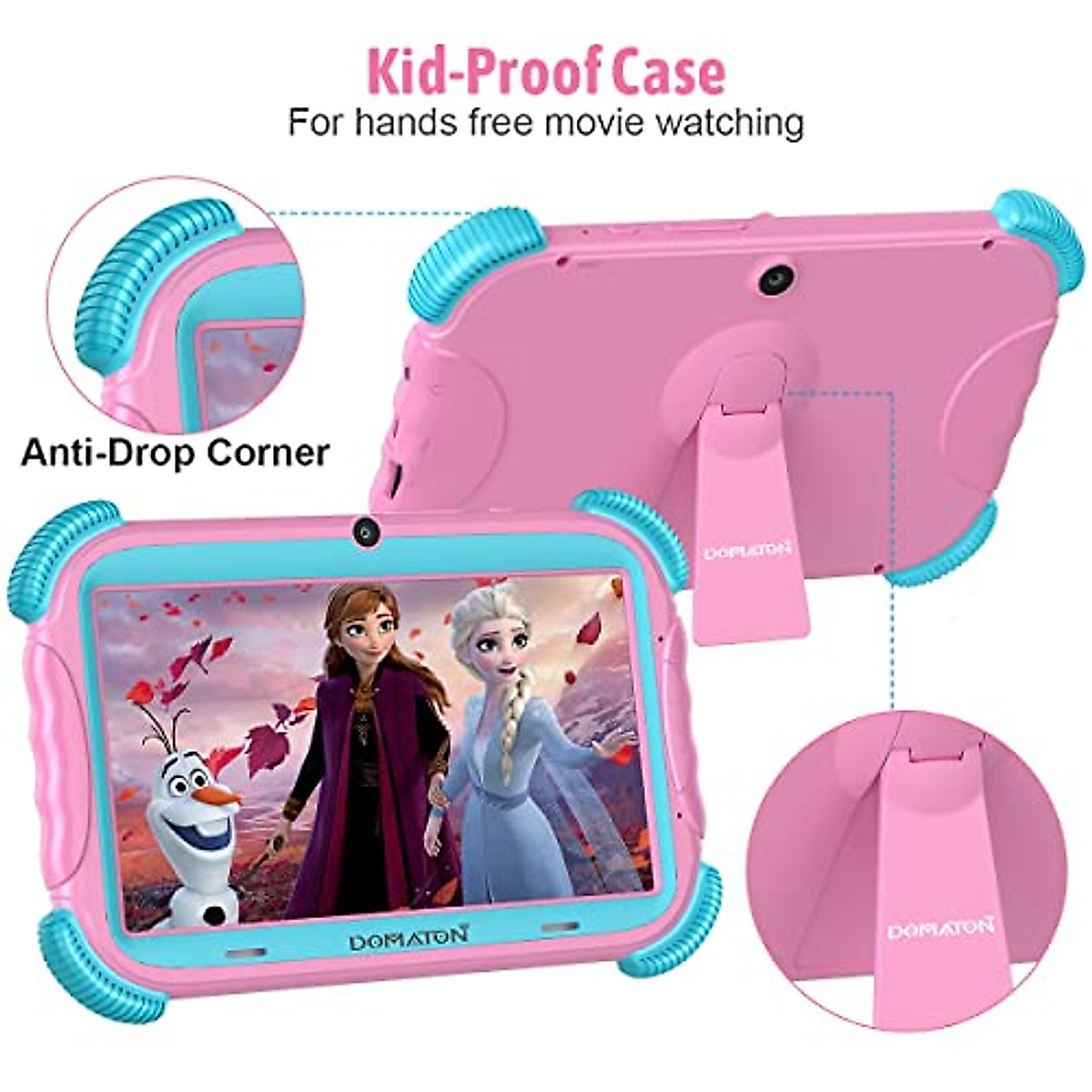 Kids Tablet, 7 Inch Tablet for Kids, Parental Control Educational Tablet, 2+32GB Android 11.0, IPS Screen, Kids Content Pre-installed, with Bluetooth WiFi, Kid-Proof Case, YouTube Netflix Hulu (Pink)